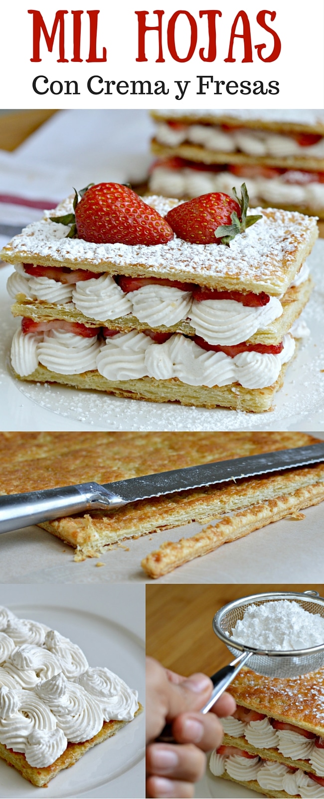 Mil Hojas con Crema y Fresas - receta fácil y rapido