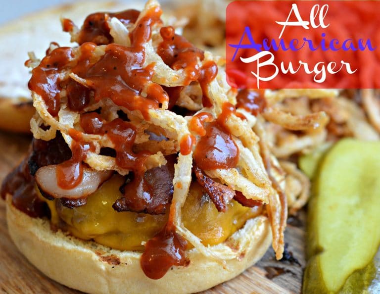 All-American Burger with Crispy Onion Strings - My Latina Table