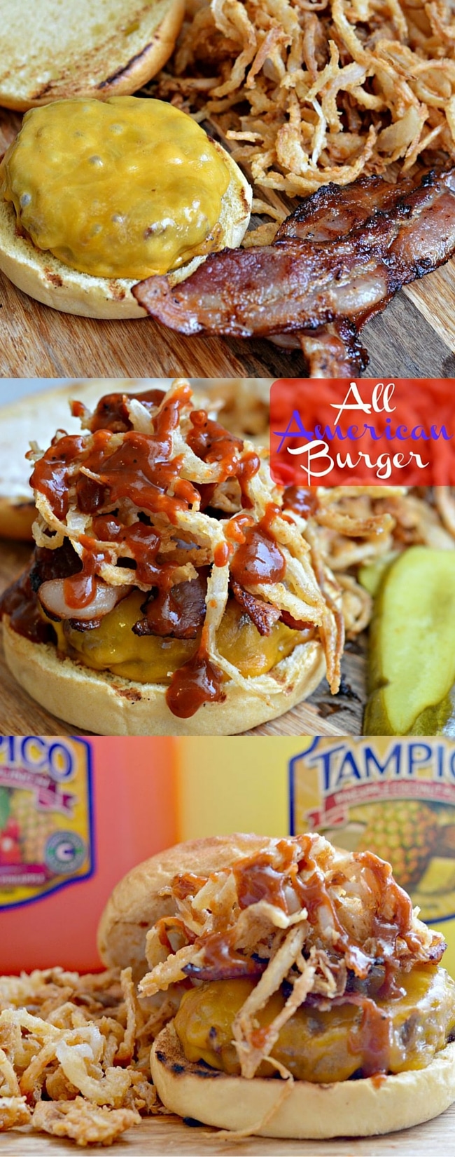 All-American Burger with Crispy Onion Strings - My Latina Table